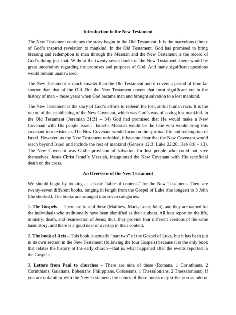 Overview of the New Testament Books | PDF | New Testament | Biblical Canon