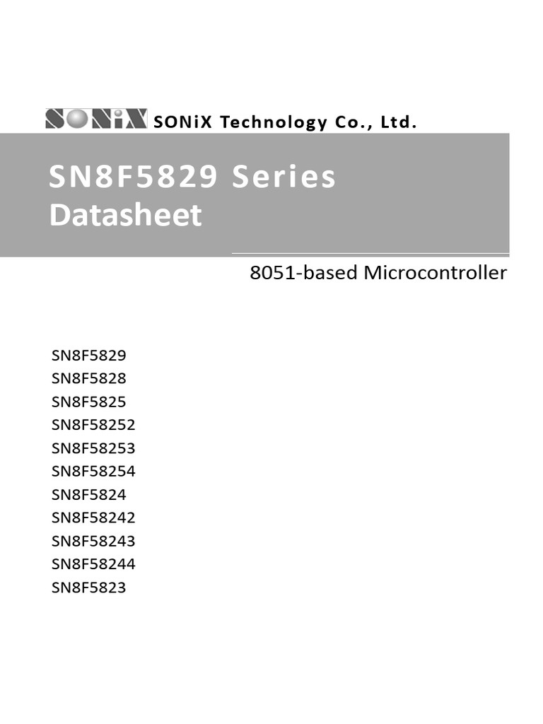 Sonix-Sn8f5828fg C2981274 | PDF | Microcontroller | Computing