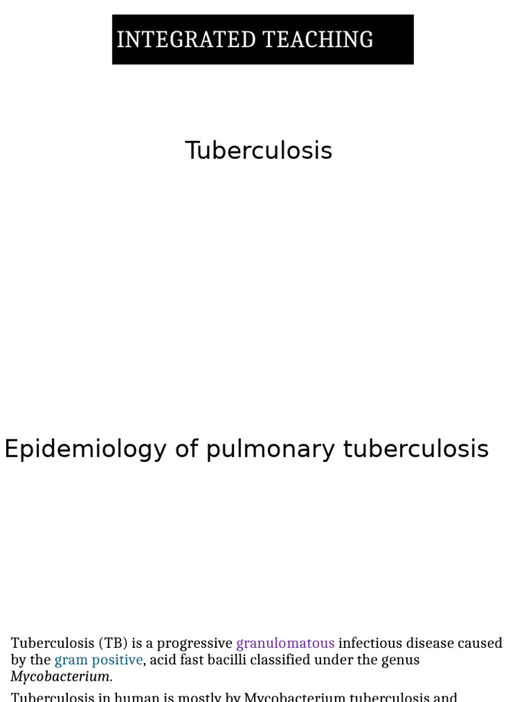 Integrated Teaching - Tuberculosis | PDF | Tuberculosis | Immunosuppression