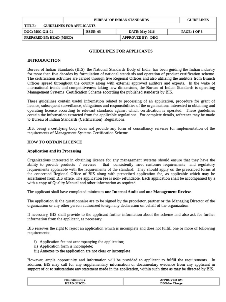 BIS Management Systems Certification Guide | PDF | Audit | License