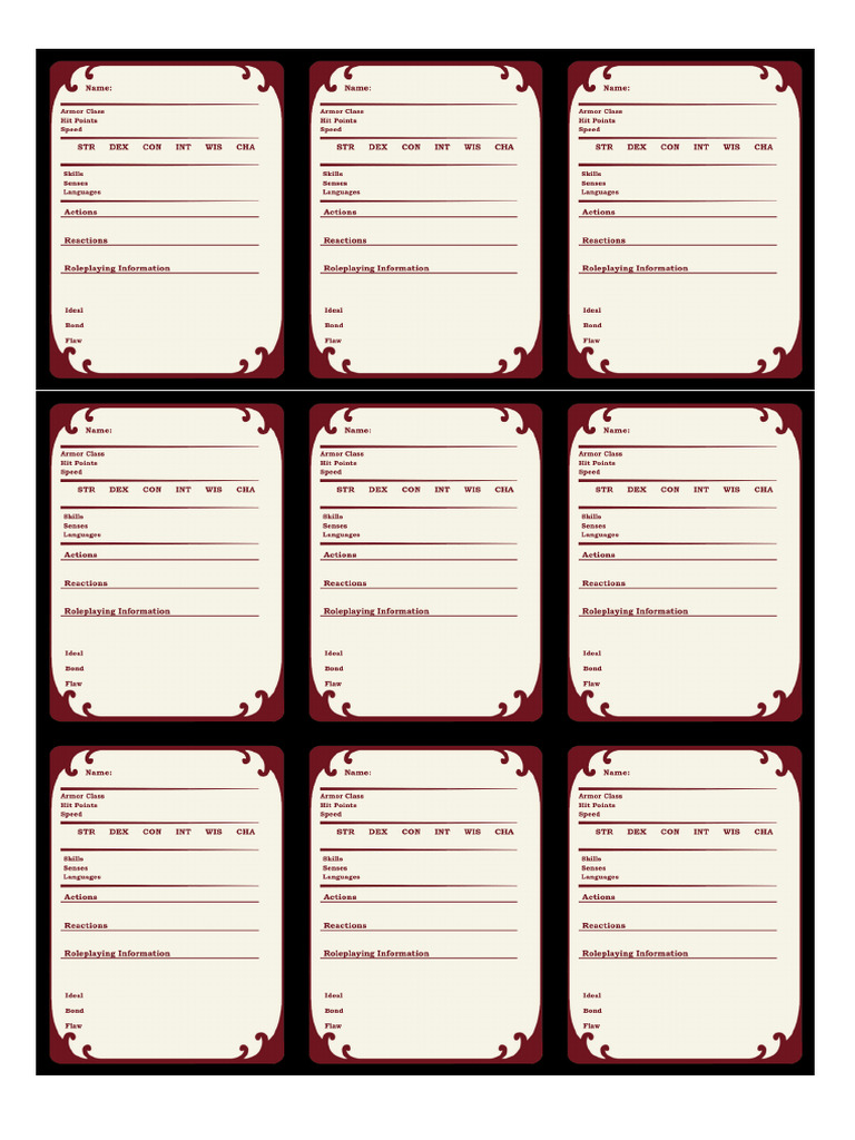 NPC Tracker Card Form Fillable | PDF