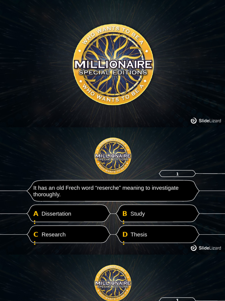 Who Wants to Be a Millionaire - Template by SlideLizard | PDF | Teaching Method | Critical Thinking