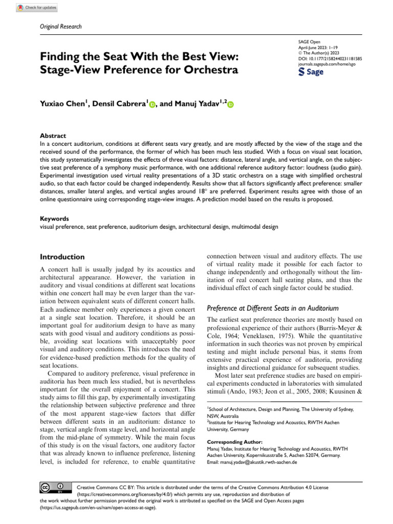 Chen Et Al 2023 Finding The Seat With The Best View Stage View ...