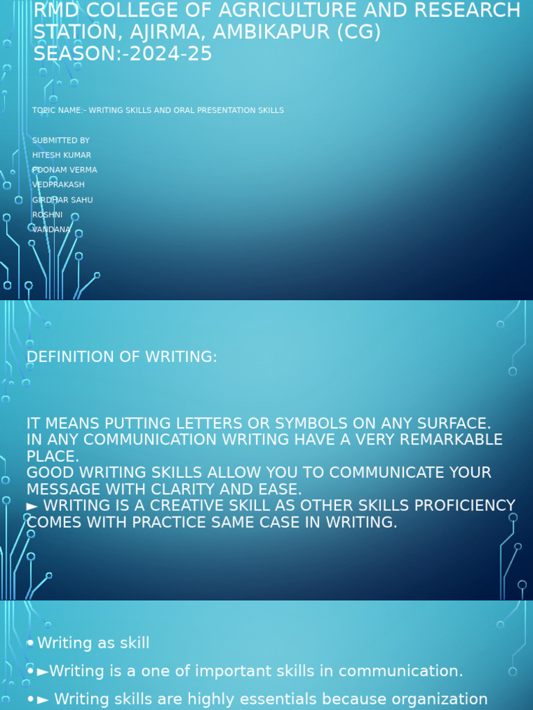 Writing and Oral Presentation Skills | PDF | Public Speaking | Information