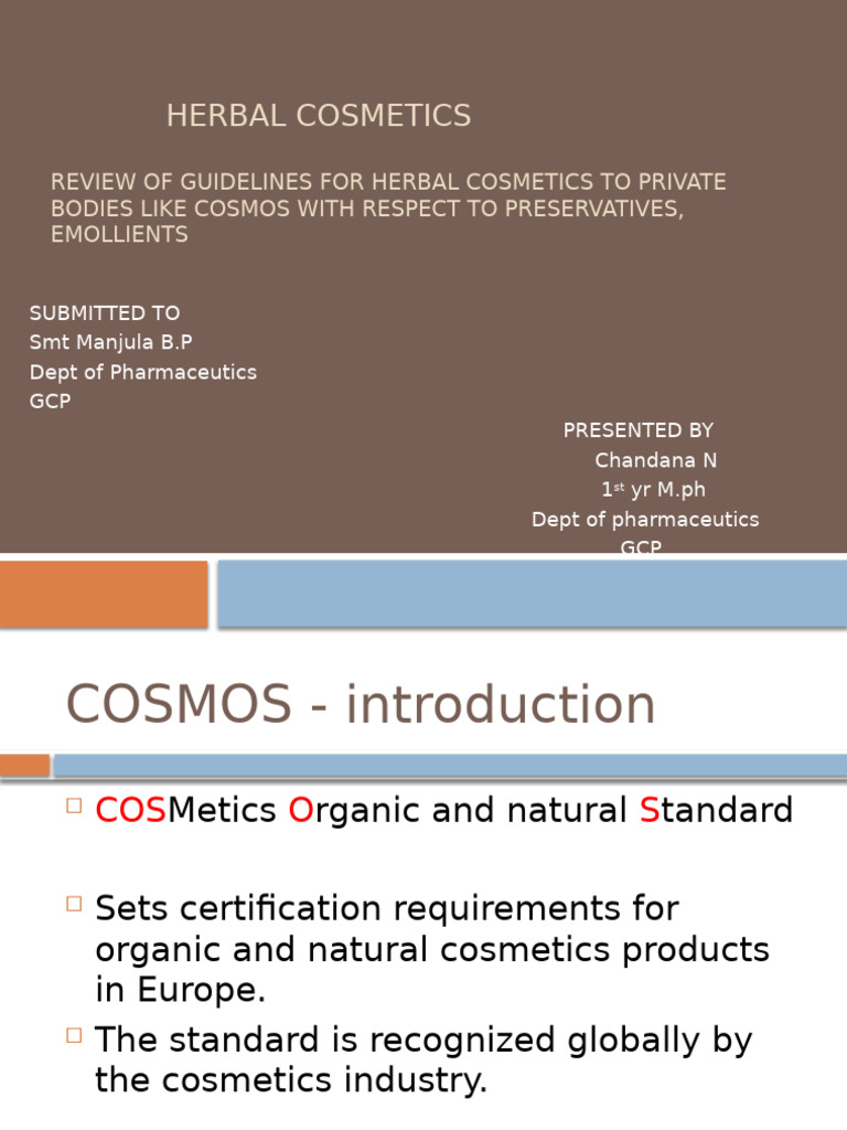 Guidelines for COSMOS Herbal Cosmetics | PDF | Certification | Cosmetics