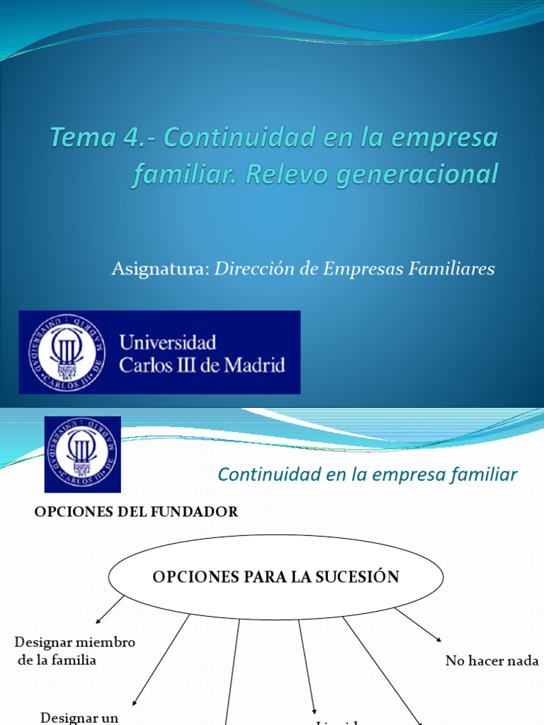 Tema 4 - Continuidad en La Empresa Familiar | PDF