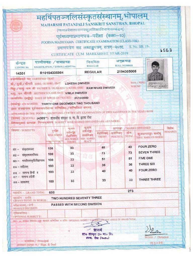 Matriculation Certification | PDF