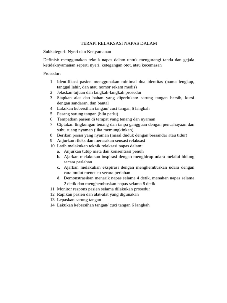 Sop Teknik Relaksasi Nafas Dalam | PDF