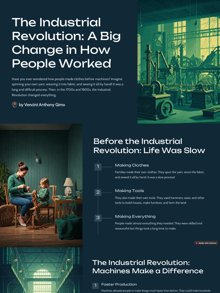 Merged the Industrial Revolution a Big Change in How People Worked(1 ...