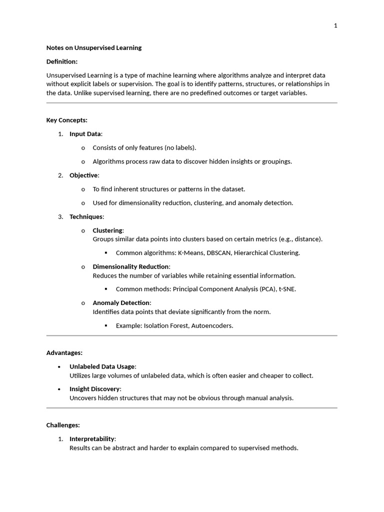 Notes On Unsupervised Learning | PDF | Cluster Analysis | Matrix ...
