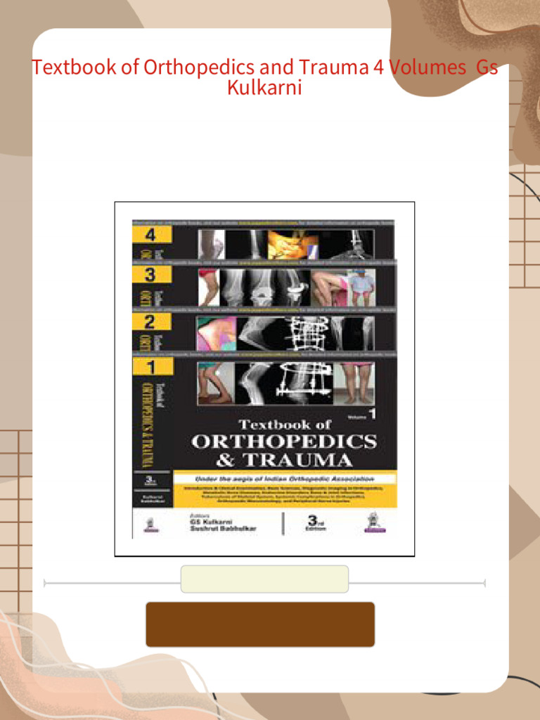 Textbook of Orthopedics and Trauma 4 Volumes Gs Kulkarni | PDF ...