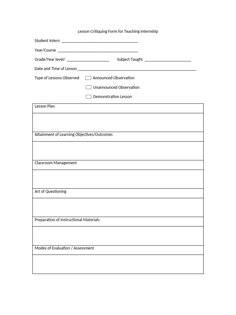 Lesson Critiquing | PDF