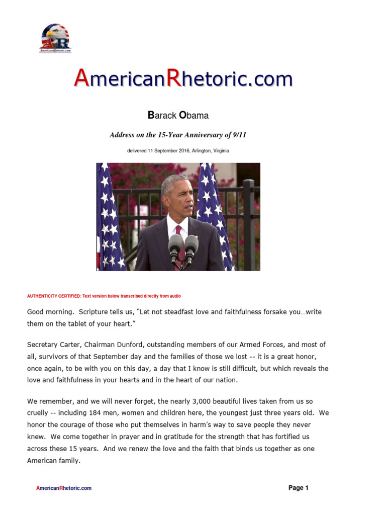 Obama’s 9/11 Anniversary Address 2016 | PDF