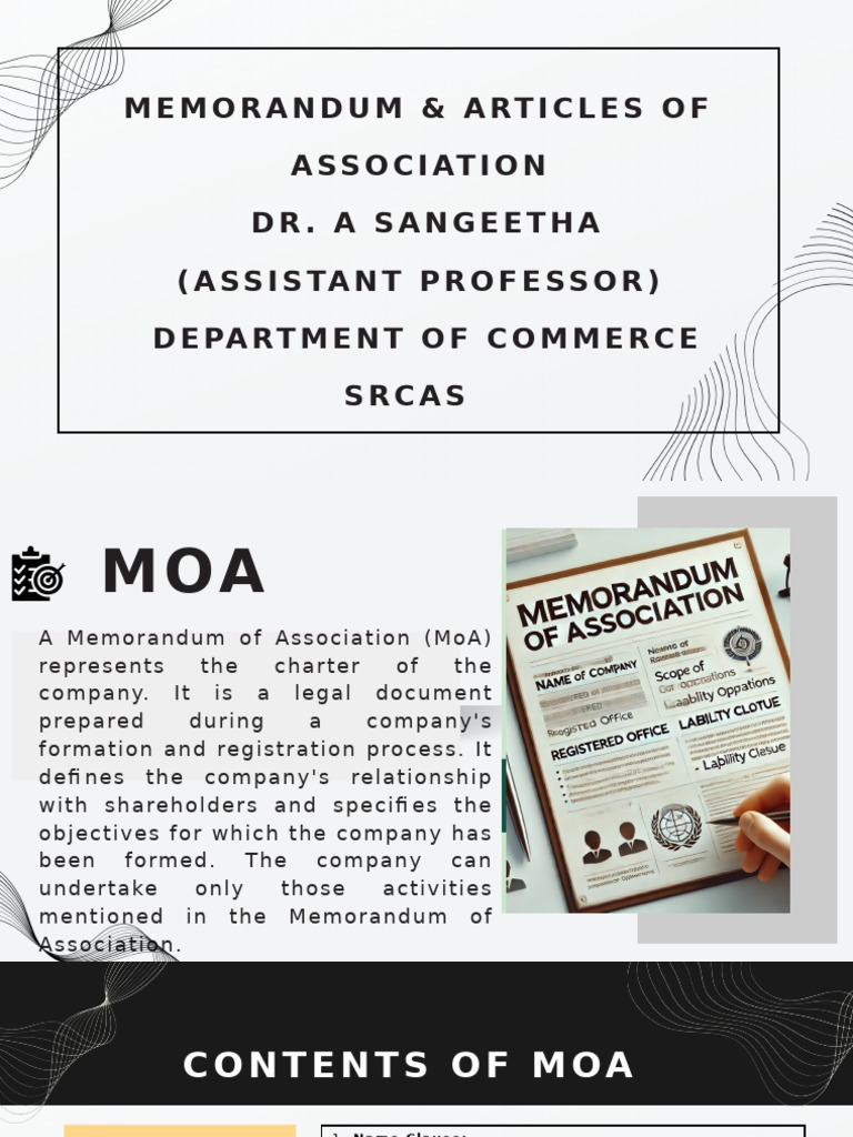 MOA & AOA of the Company | PDF | Business Law | Equity Securities