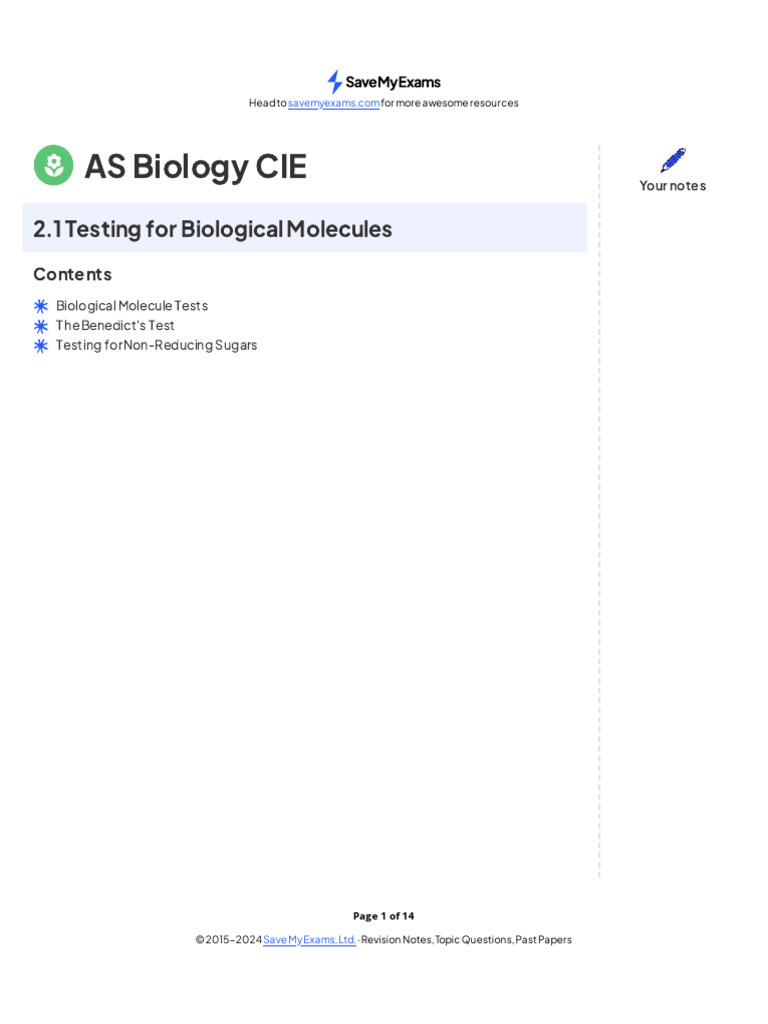 Biological Molecule Testing Methods | PDF | Chemistry | Chemical Substances
