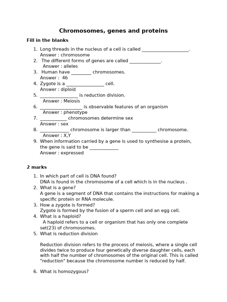 Chromosomes, Genes and Proteins | PDF | Zygosity | Dominance (Genetics)