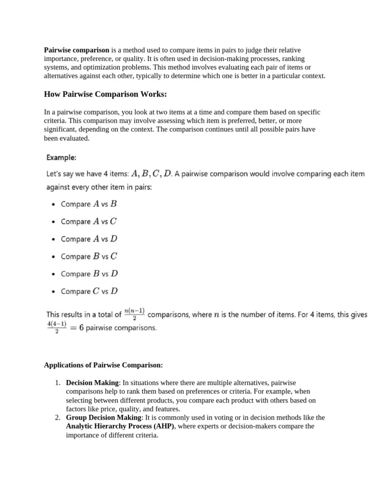 Pairwise Comparison Method Guide | PDF