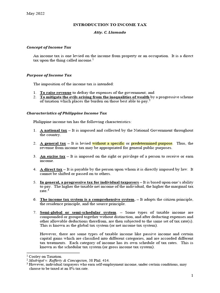 Overview of Philippine Income Tax System | PDF | Taxes | Income Tax