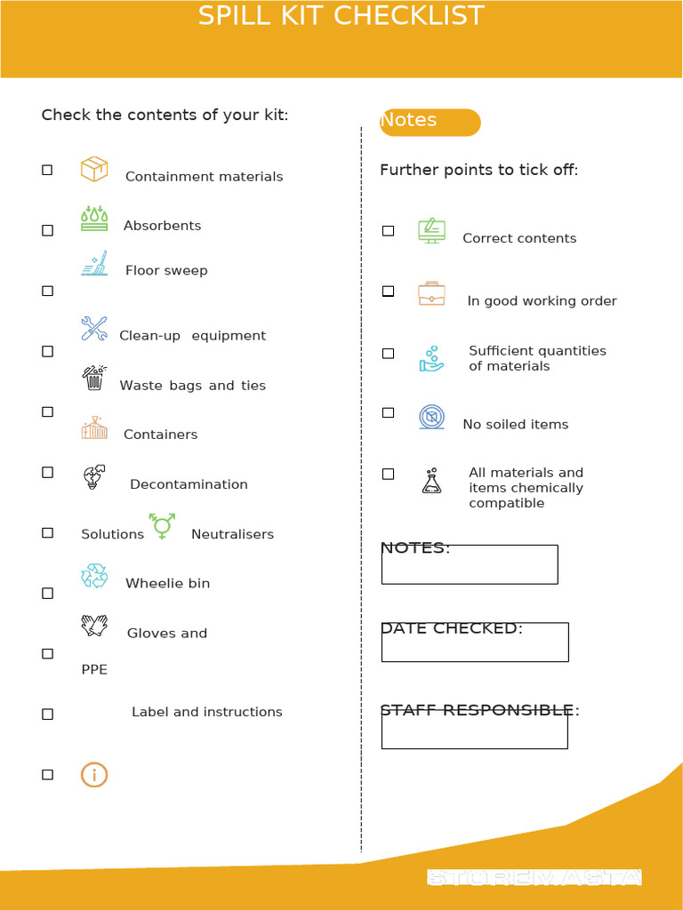 Storemasta Spill Kit Checklist 2023 | PDF