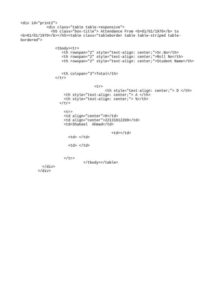 Student Attendance Summary | PDF