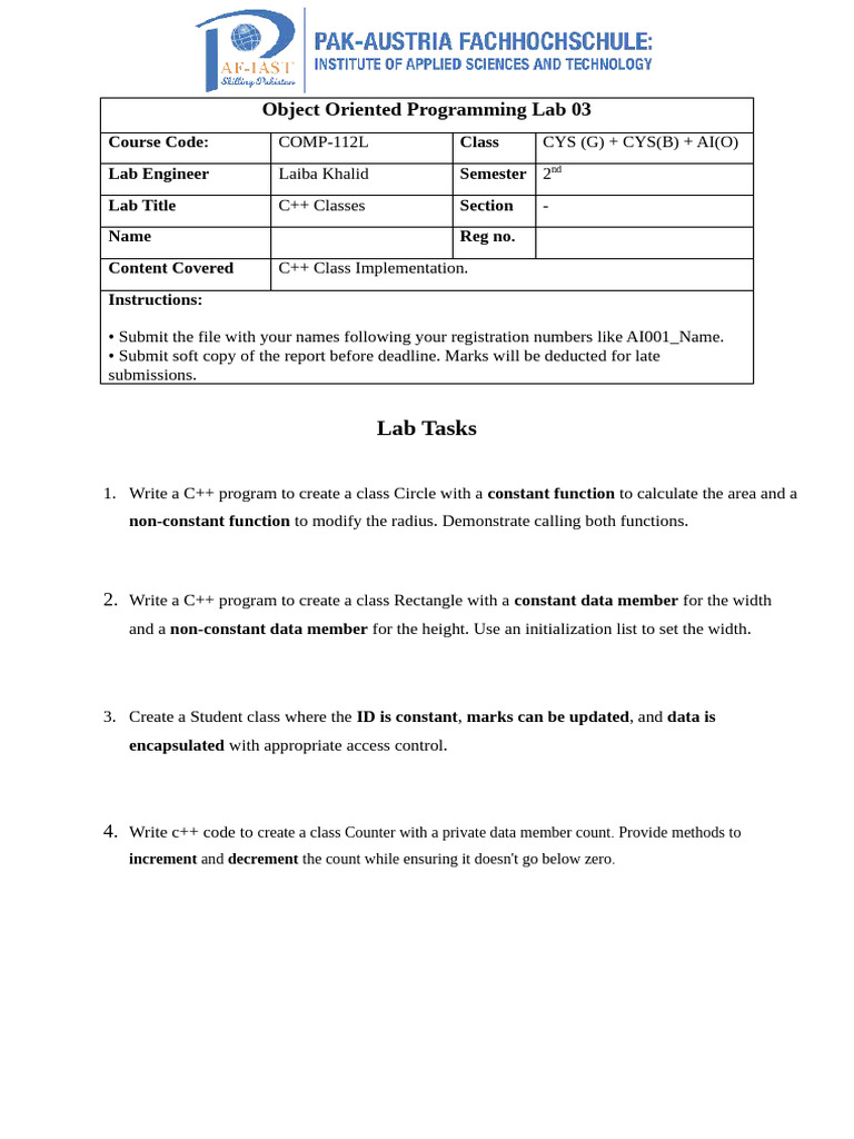 Lab 03 Tasks | PDF