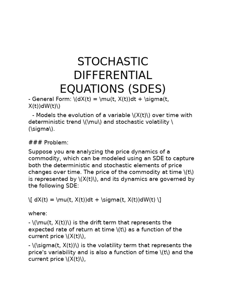 Commodity Price Dynamics via SDEs | PDF