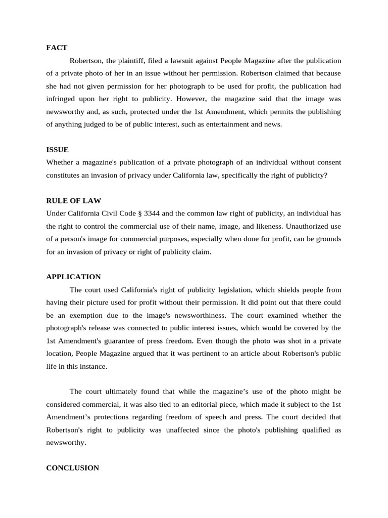 Robertson v. People Magazine | PDF