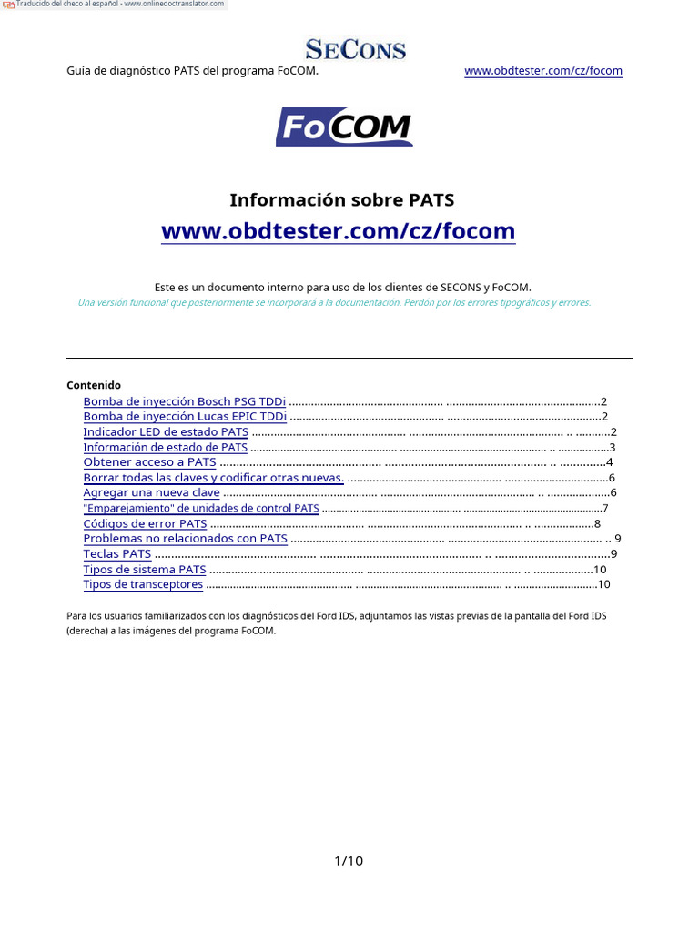 Guía PATS para FoCOM: Diagnóstico y Codificación | PDF | Información