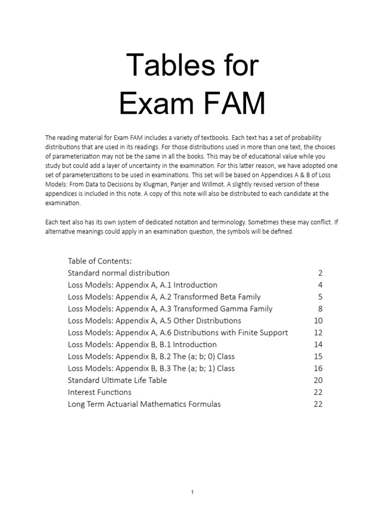 Exam FAM Probability Distributions Guide | PDF | Estimator | Normal ...