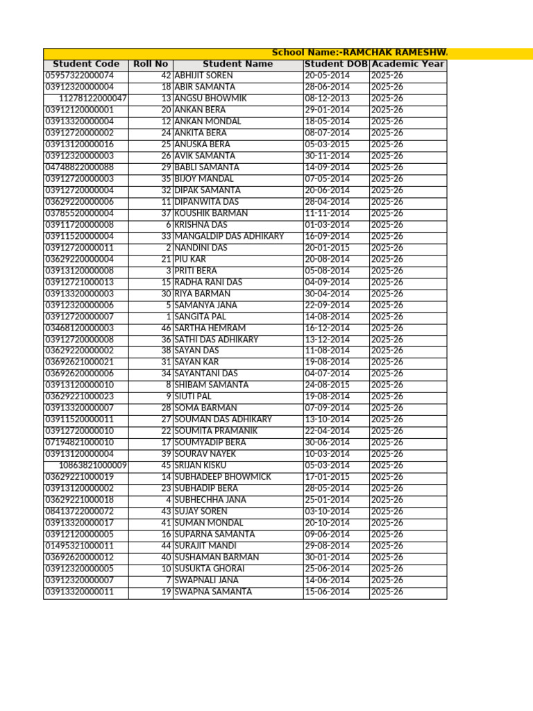 Class Section Wise Student Details1740651185 | PDF