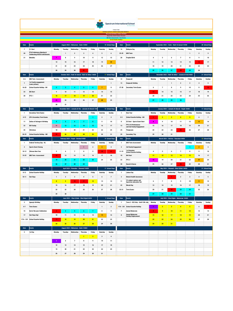Calendar Spectrum 20232024 | PDF | Holidays | Observances