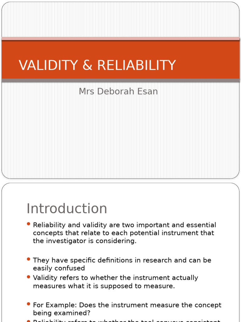 Validity and reliability | PDF | Validity (Statistics) | Evaluation Methods