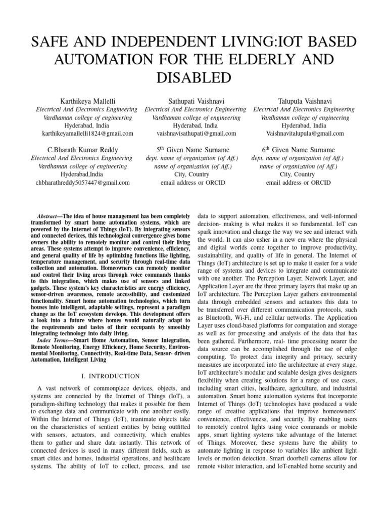 IEEE Conference Template | PDF | Internet Of Things | Home Automation