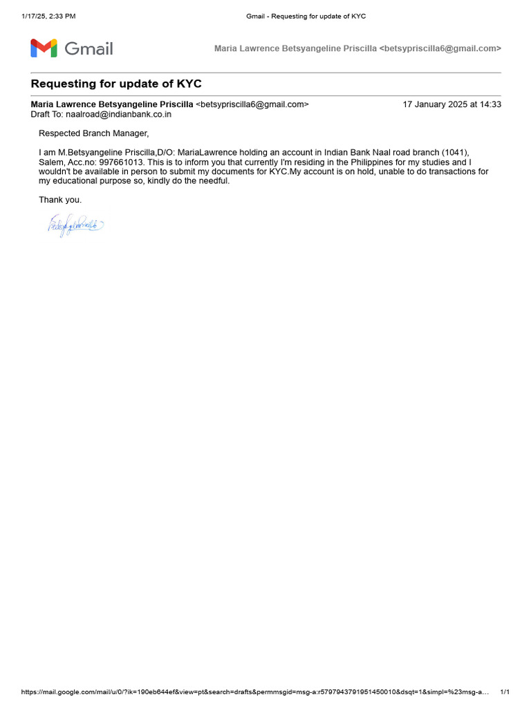 Gmail - Requesting For Update of KYC | PDF