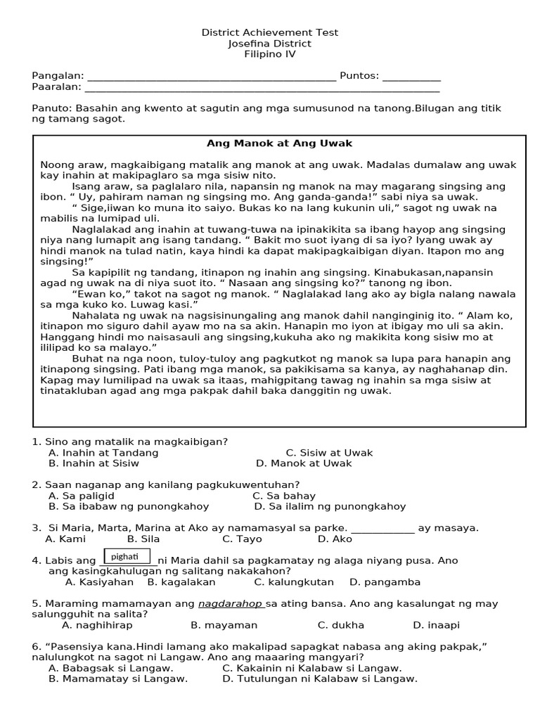 DAT_FILIPINO4_TQ | PDF