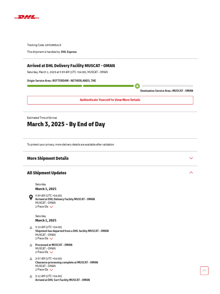 Tracking - DHL - Oman | PDF | Oman