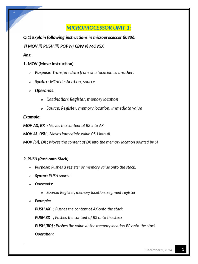 Microprocessor Unit 1 | PDF | Binary Coded Decimal | Computer Data