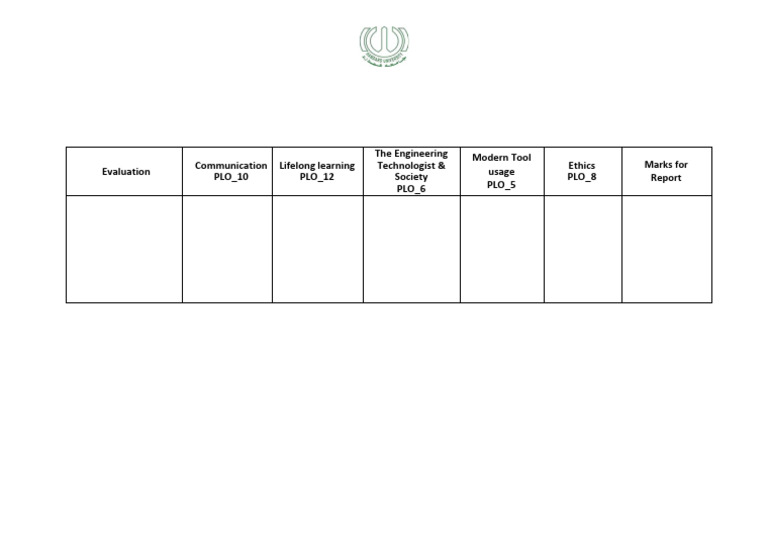 FYP Final Evaluation Report Form (BSC Mechanical) | PDF