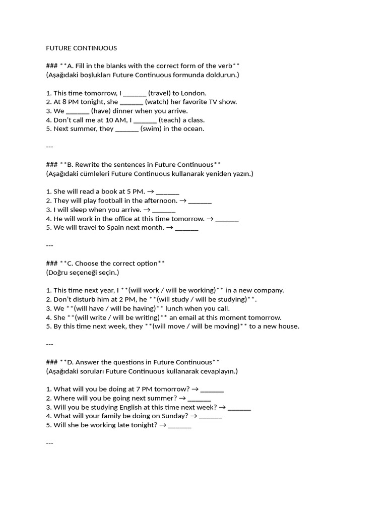 FUTURE CONTINUOUS | PDF