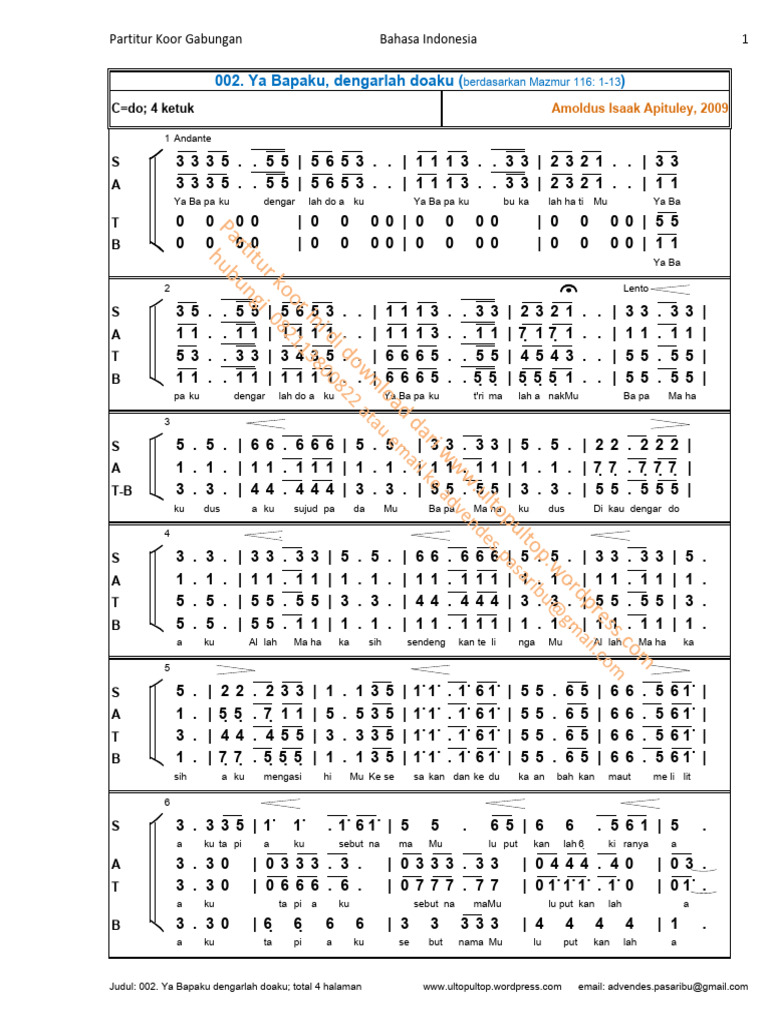Partitur Koor Gereja | PDF