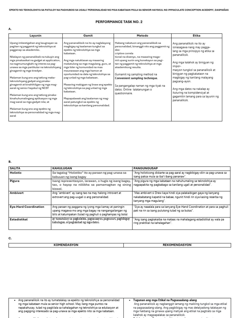 Pananaliksik Performance Task | PDF