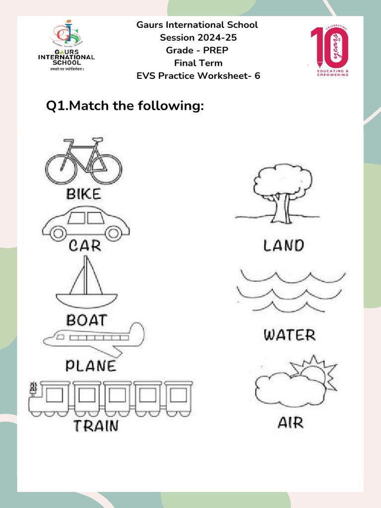 EVS Practice Worksheet for PREP Grade | PDF
