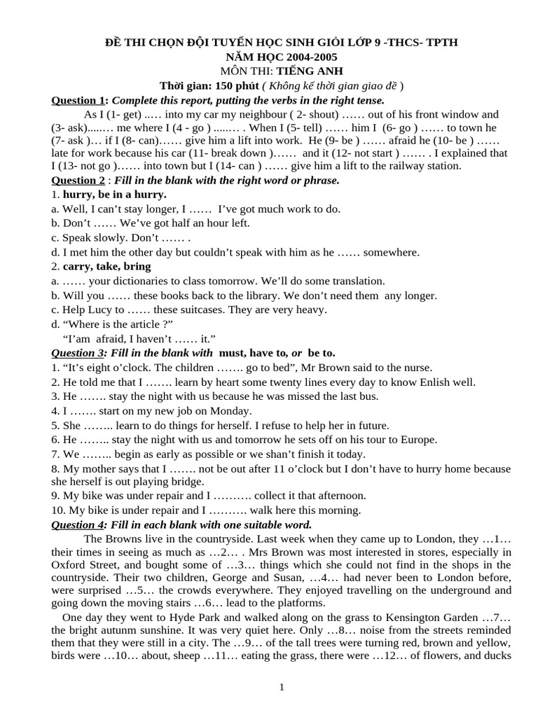 -ĐỀ HSG ANH 9 | PDF