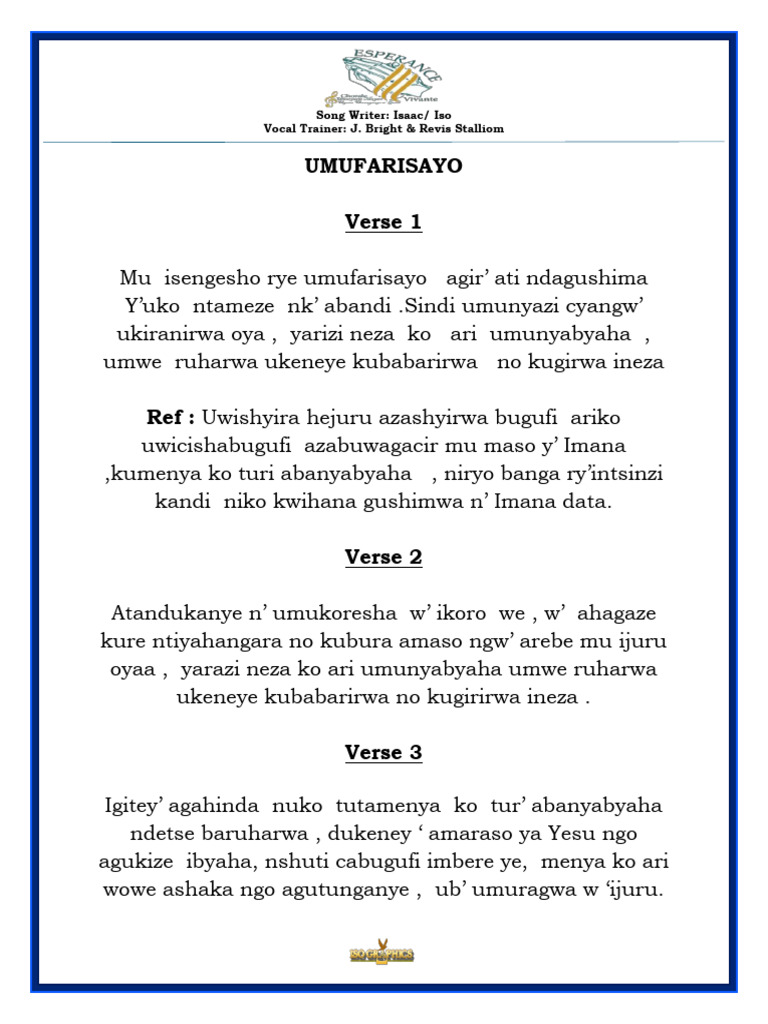 Umufarisayo: Ibyaha n'Ikigero cy'Imana | PDF