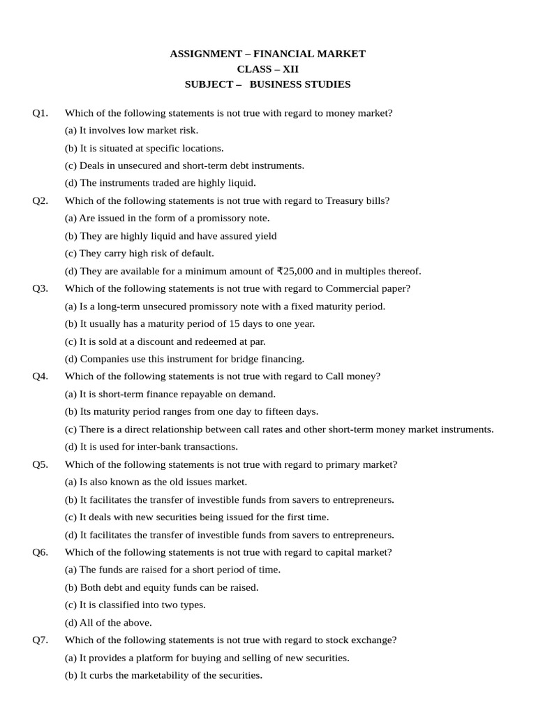 Financial Market Assignment | PDF | Securities (Finance) | Stocks