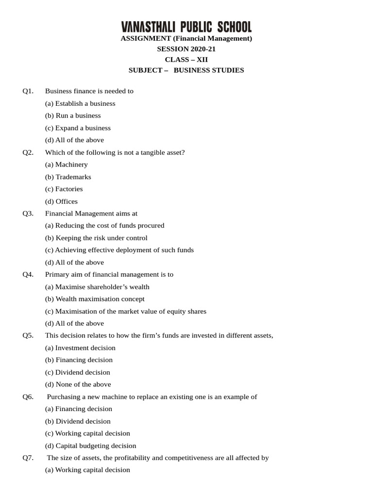 Financial Management Assignment | PDF | Cost Of Capital | Dividend