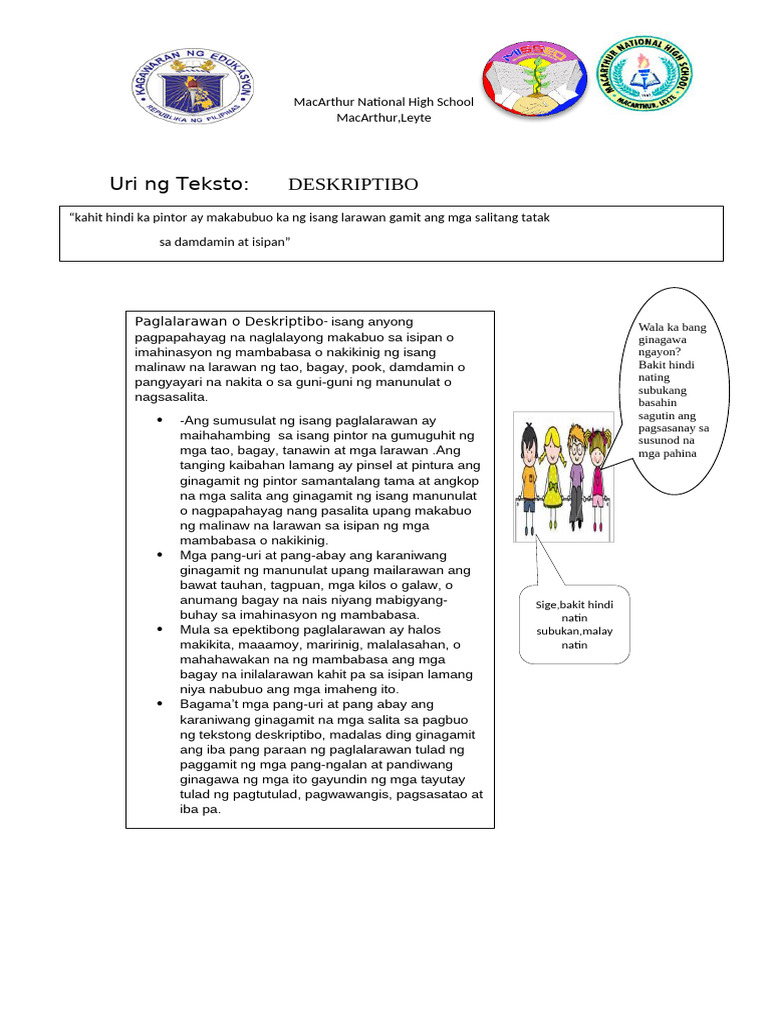 TEKSTONG-DESKRIPTIBO-WORD | PDF