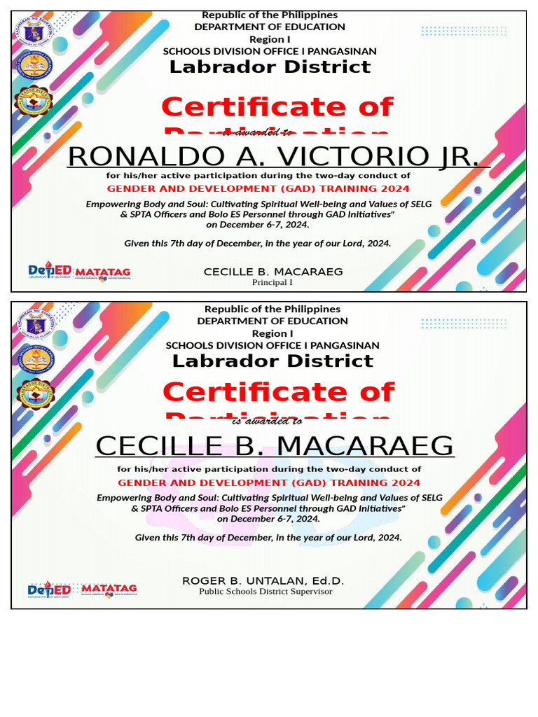 Gad Participant Certificate 2024 | PDF