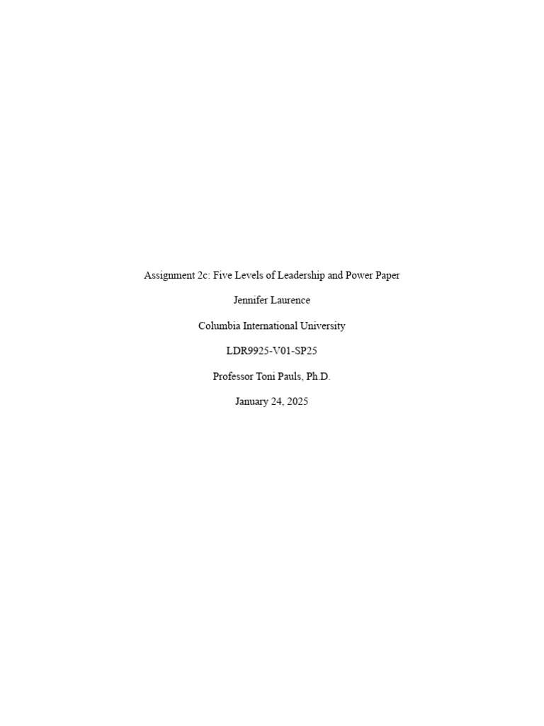Assignment 2c - Leadership and Power-Laurence, Jennifer | PDF ...