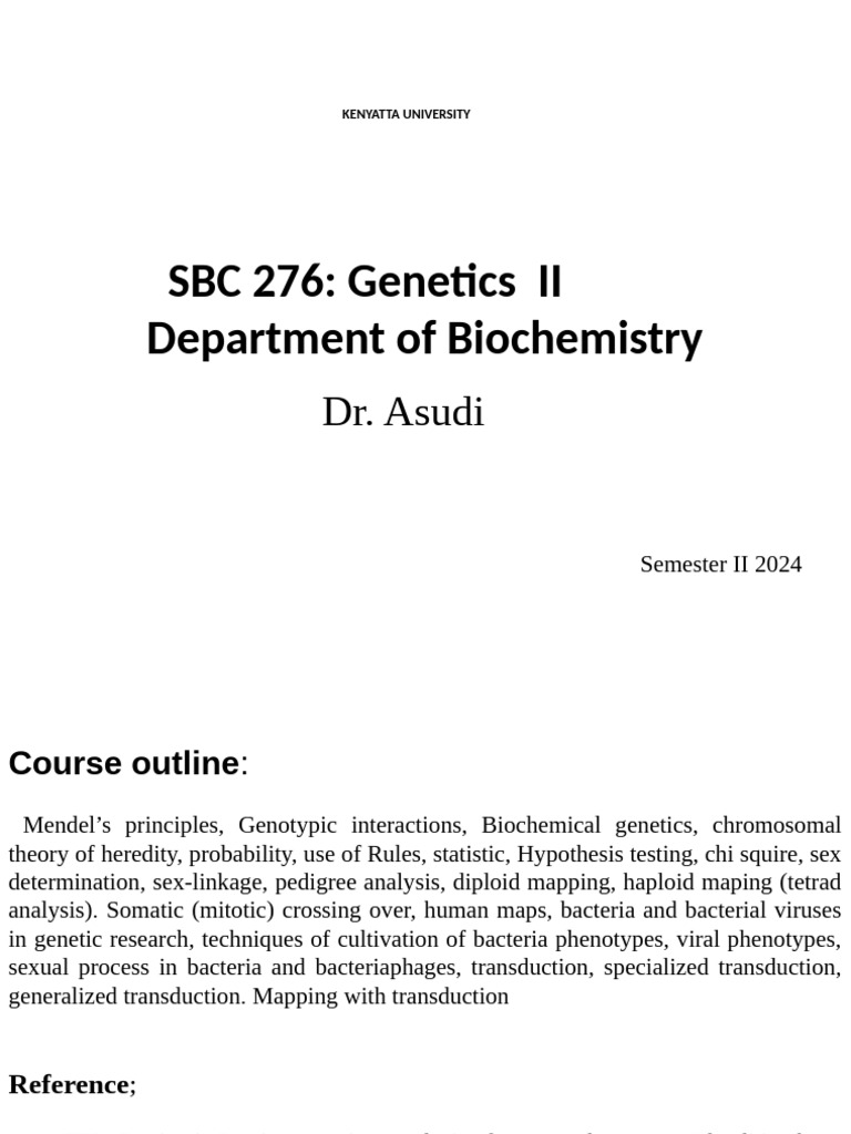 SBC 220 Genetics Ii 2025 | PDF | Genetics | Statistics